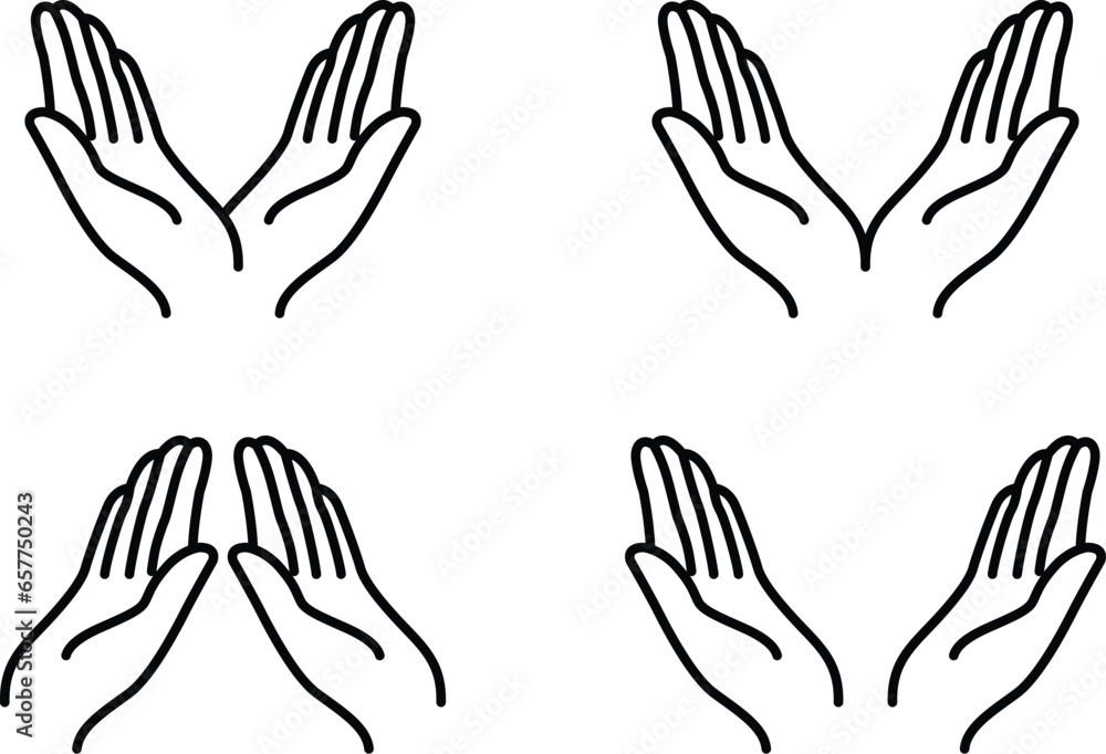 Praying hand outline concept. Hand drawn hands in praying position ...