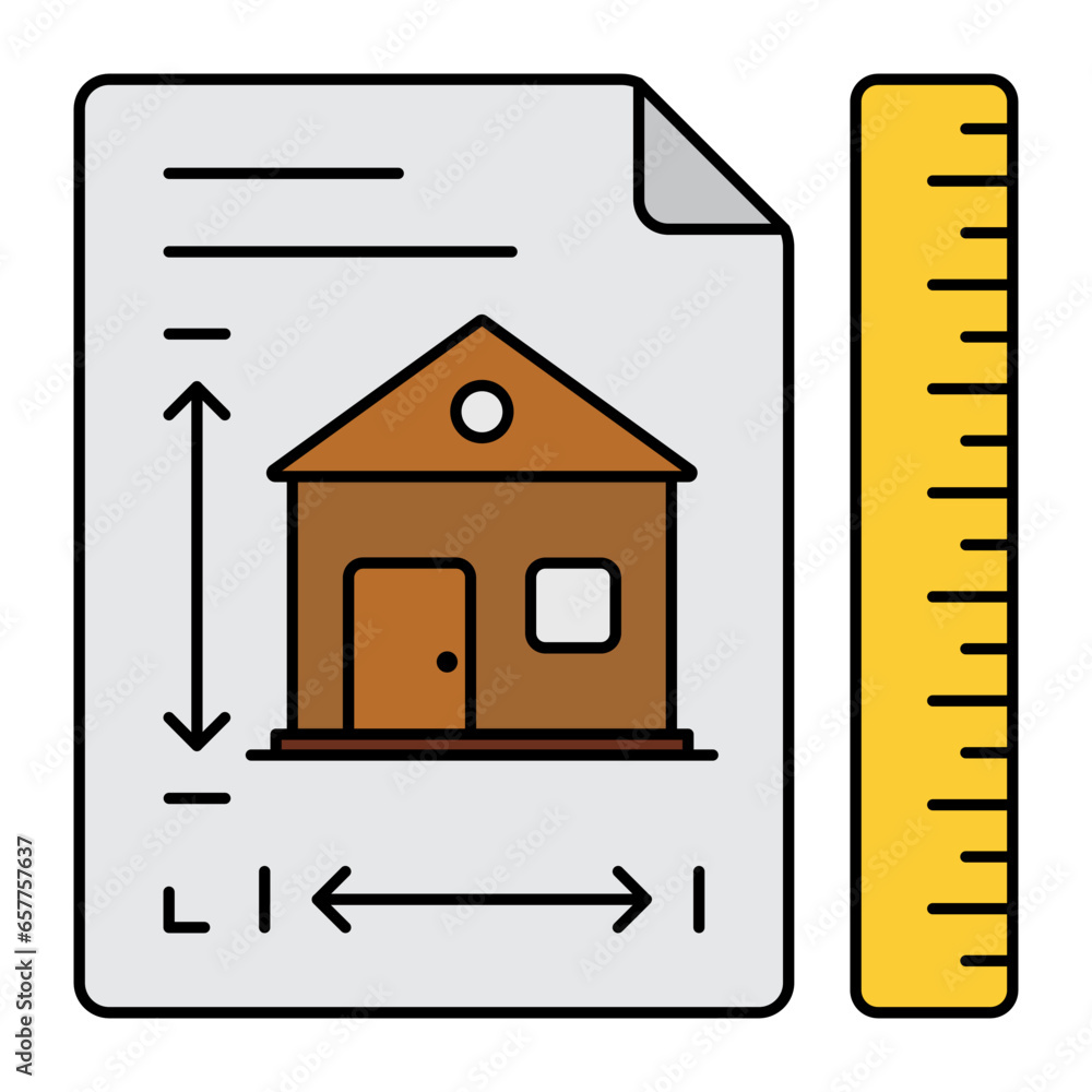 straight-on view of cottage drawing vector icon design, Handyman ...