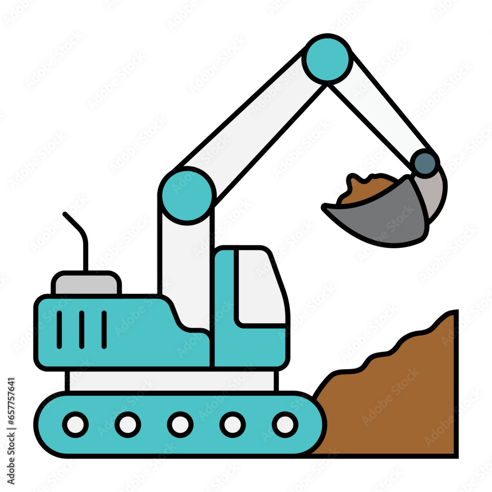 backhoe with bucket and cab vector color icon design, Handyman Services ...