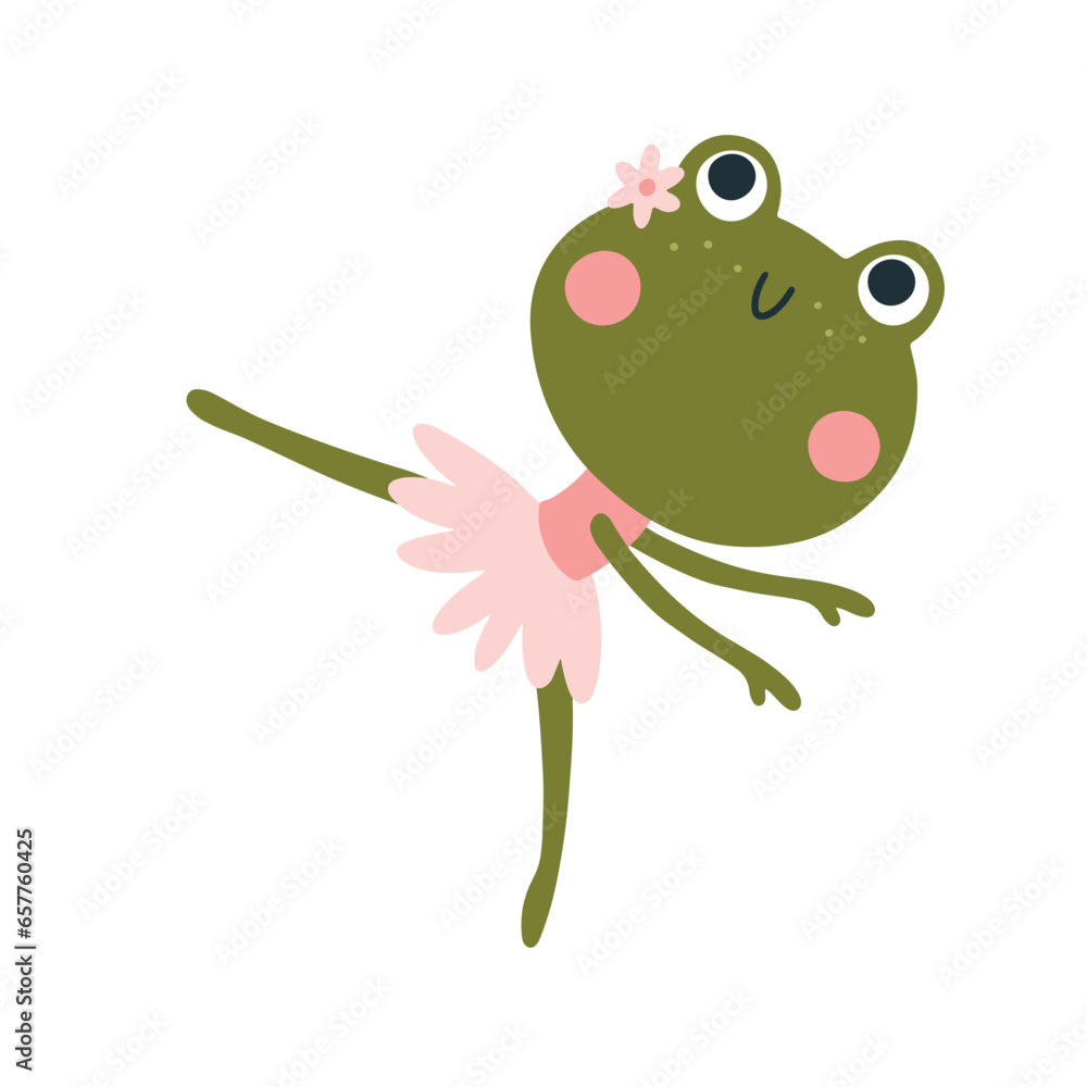 Ballerina frog vector isolate. Cute illustration of a character in a ...