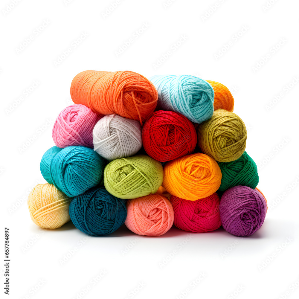 Different colored balls of yarn isolated on a white background ...