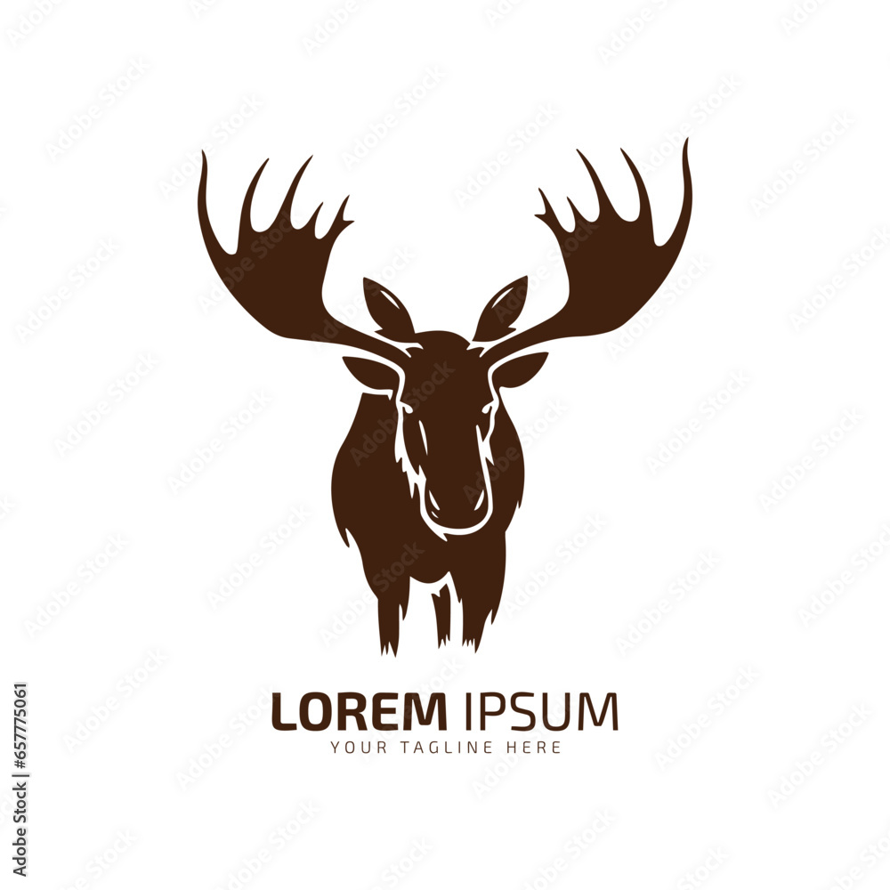 minimal and abstract moose logo fur icon deer silhouette vector ...