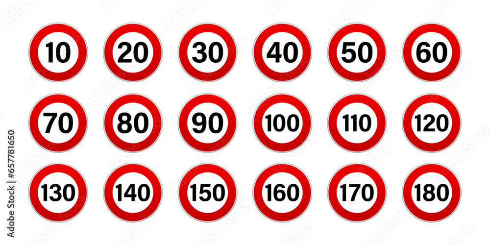Road signs collection. Traffic control sign. Speed limit sign. Stock ...