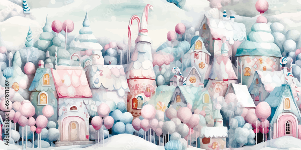 Pastel candy land Christmas village, pastel candies. Beautiful fairy ...