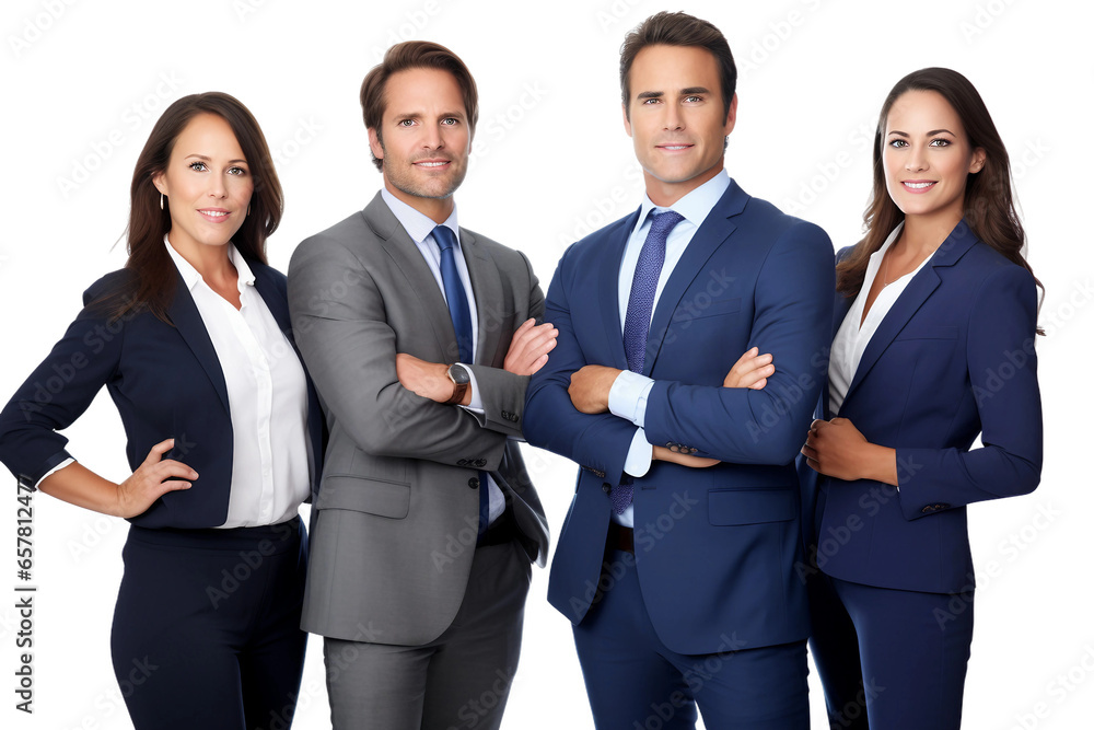 Happy Real Estate Agent Team Standing, Crossing Arms Isolated on ...