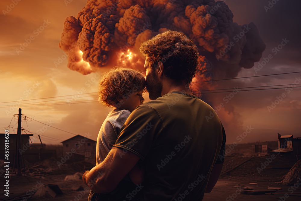 A father and his son witnessing the devastation caused by climate ...