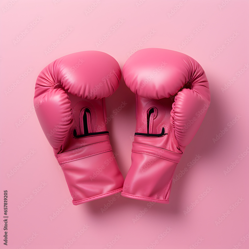Pink Boxing gloves with a pink background. A concept of female boxing ...