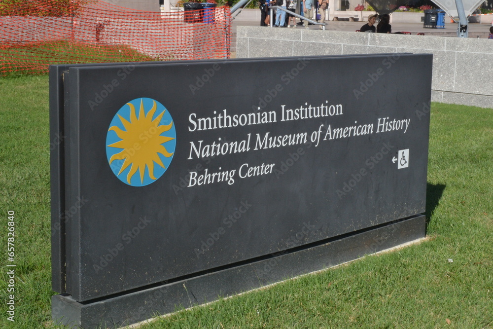 Smithsonian Institution sign at the National Museum of American History ...