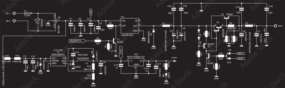 Schematic diagram of electronic device. Vector drawing electrical ...