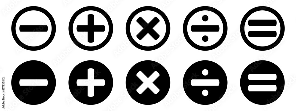 Basic mathematical icon, basic mathematical symbol. Set of mathematical ...