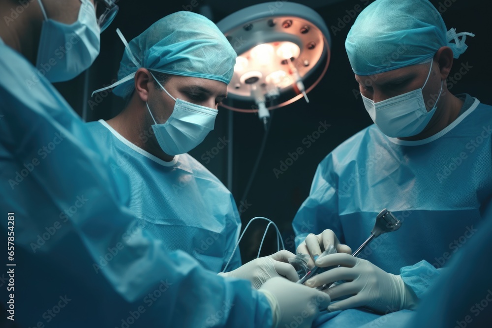 Surgeons in action during a surgery procedure. This image can be used ...