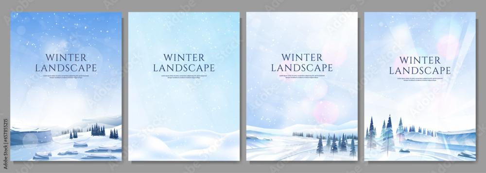 Vector illustration. Flat winter landscape. Snowy backgrounds ...