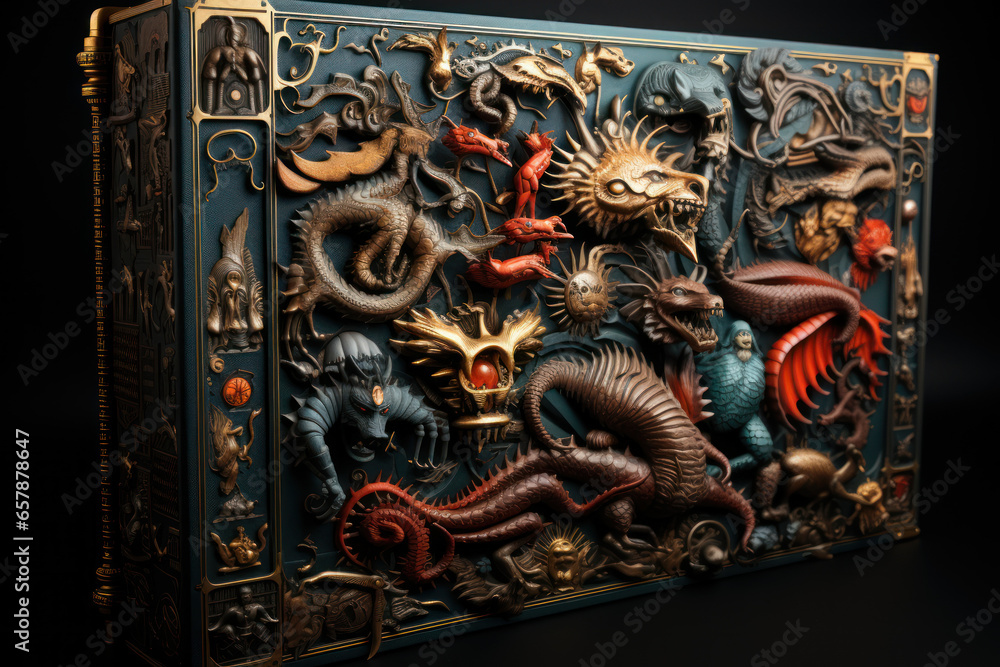 A medieval illuminated bestiary, depicting mythical creatures and ...