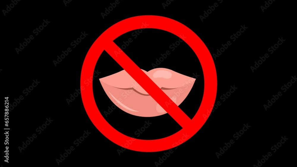 video animation signage forbidden to speak, on a transparent background ...