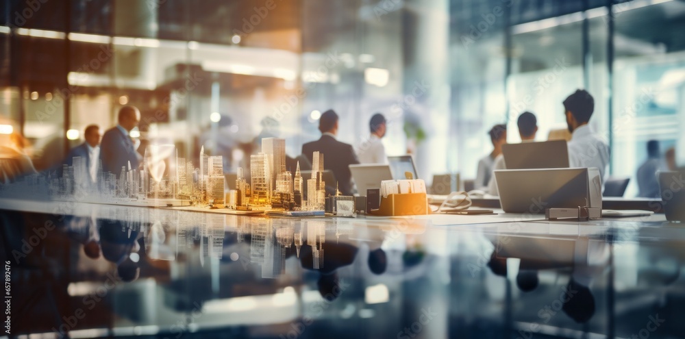 Office Workplace Background with Business People at the Meeting ...