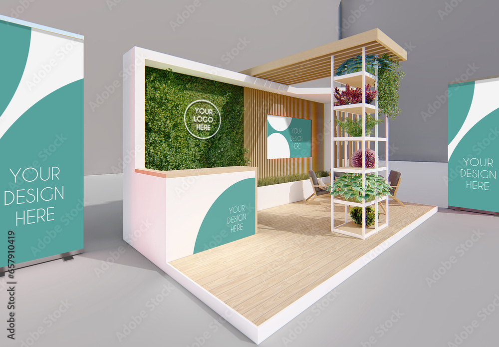 Green Exhibition Stand Mockup A Stock Template | Adobe Stock
