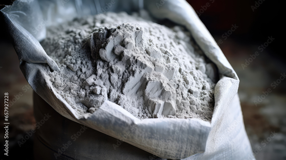 Bags of dry cement for interior renovations. Construction large bag of ...