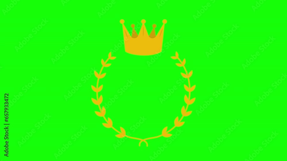2D Animated Gold Crown Wreath On Green Screen Background Stock ビデオ ...