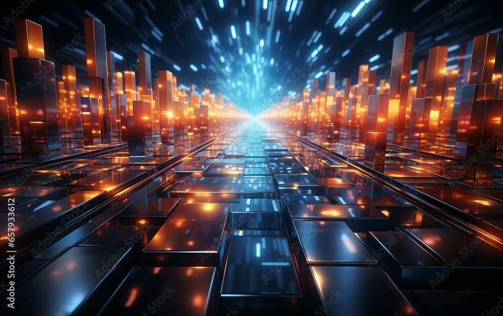 VJ loop abstract background. Lines form hologram information blocks ...