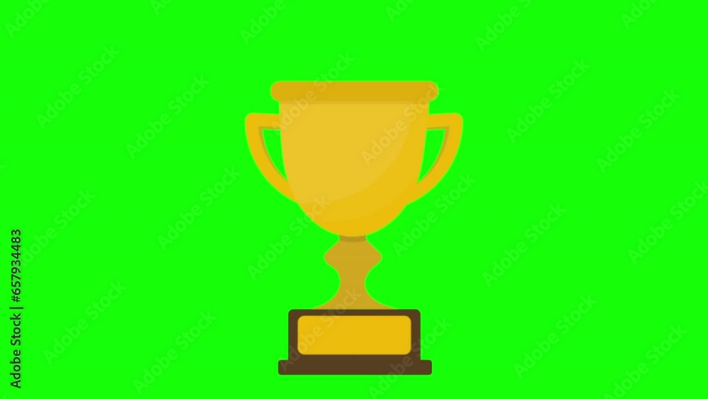 2D Animated Shiny Gold Trophy On Green Screen Background vídeo do Stock ...