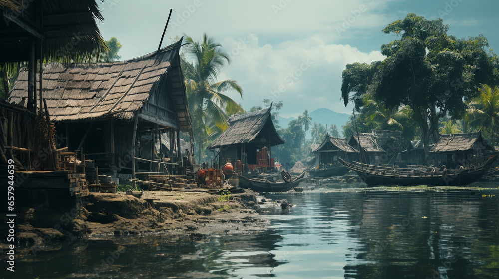 photorealistic detail of ancient rural Indonesia realistic photography ...