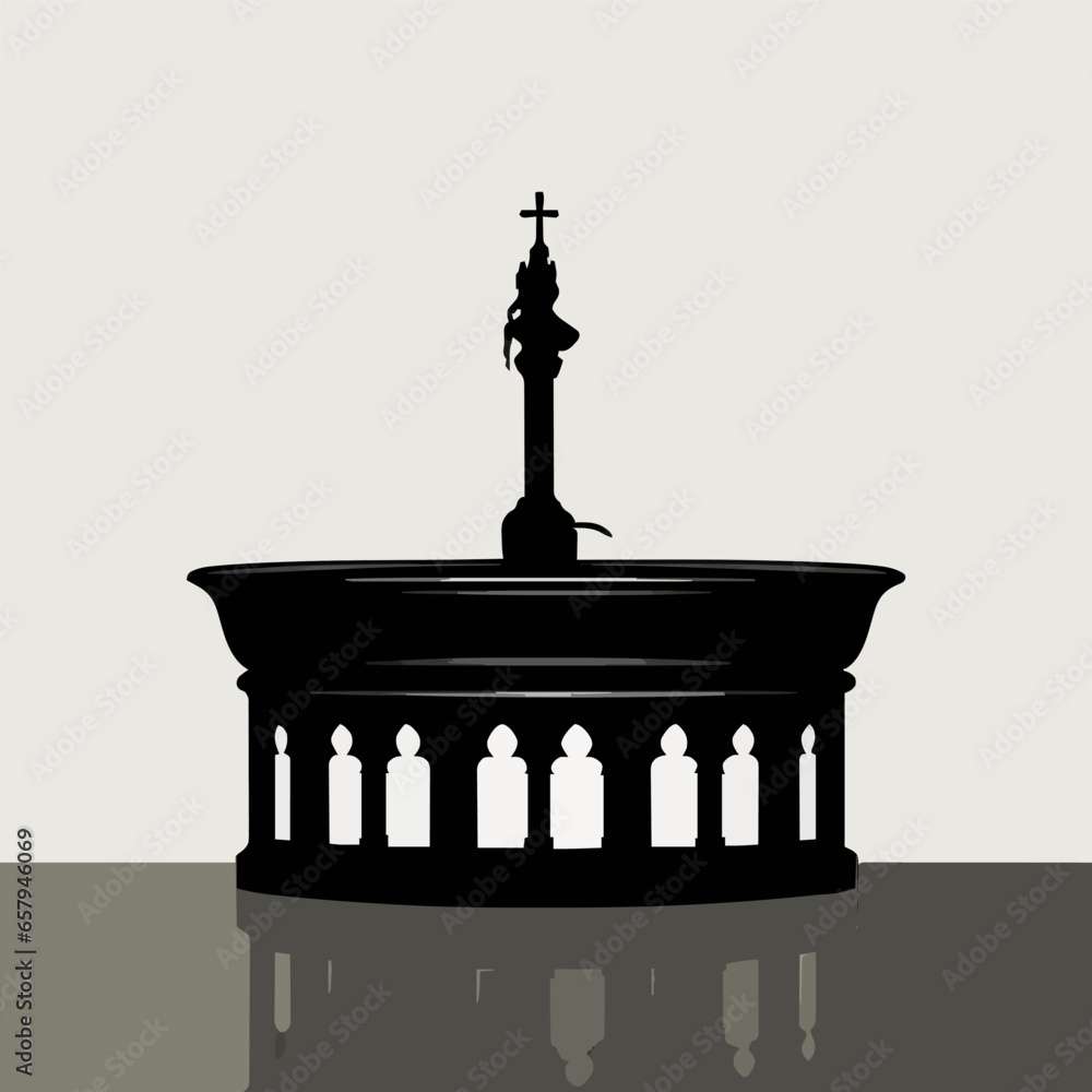 Baptismal font black and silhouette on a white Stock Vector | Adobe Stock