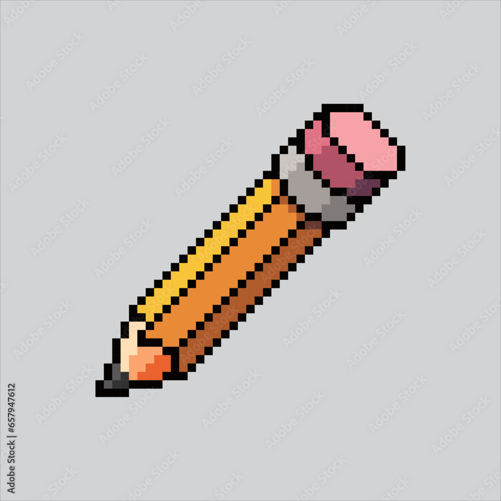 Pixel art illustration Pencil. Pixelated Pencil. Pencil office icon ...