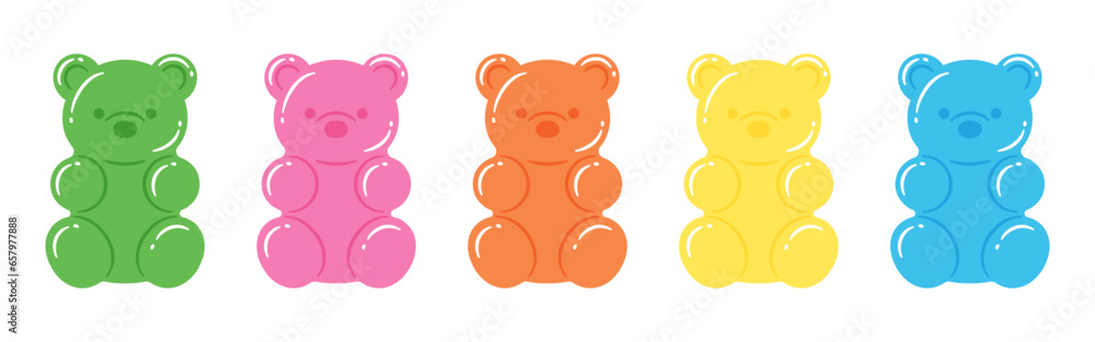 vector illustration of a set of colorful gummy bears for banners, cards ...