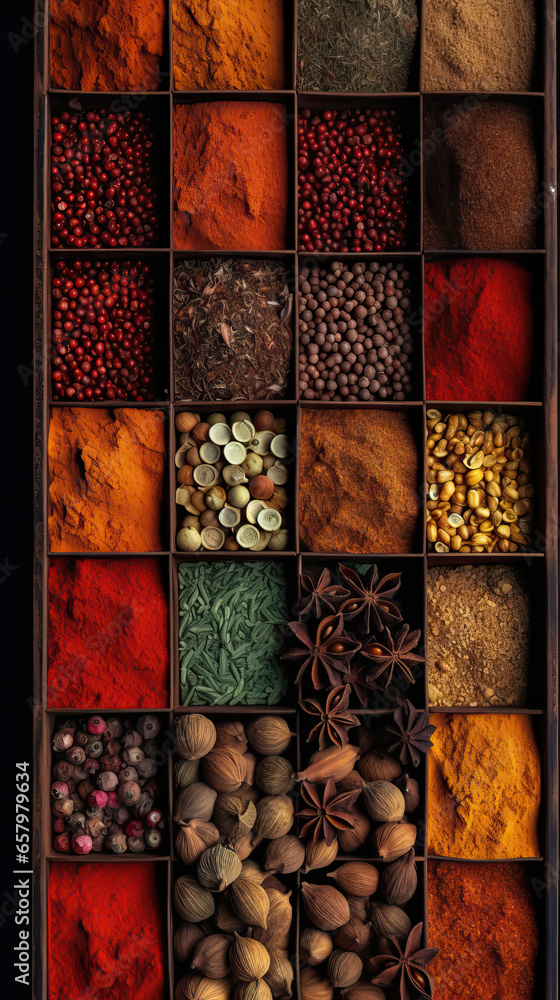 Spice Grid: An Array of Aromas and Flavors,spices in the market ...