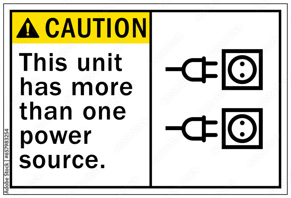 Multiple power source warning sign and labels this unit has more than ...