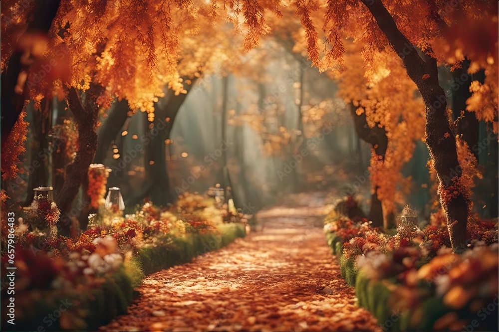 Autumn wedding backdrop photography background fall leaves ceremony ...