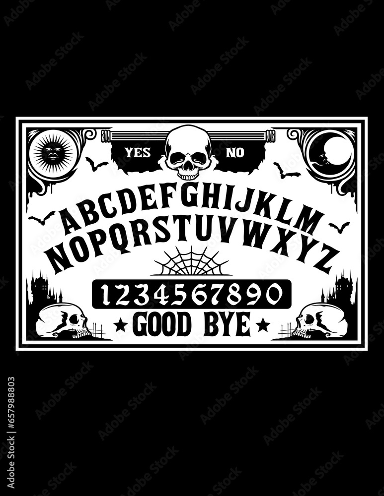Ouija Board Vector, Spirit Glass Board Game Illustration, Halloween ...