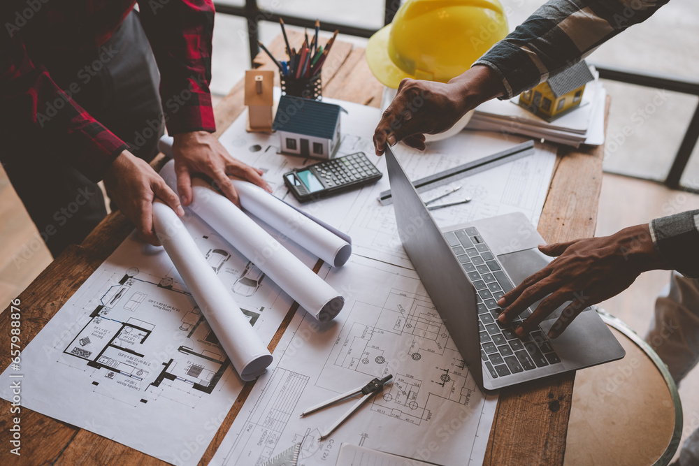 Architects and engineers work together in business, submitting ...