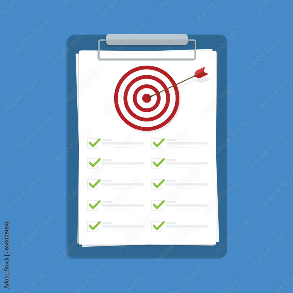 Successful completion of business tasks. Checklist with a business ...
