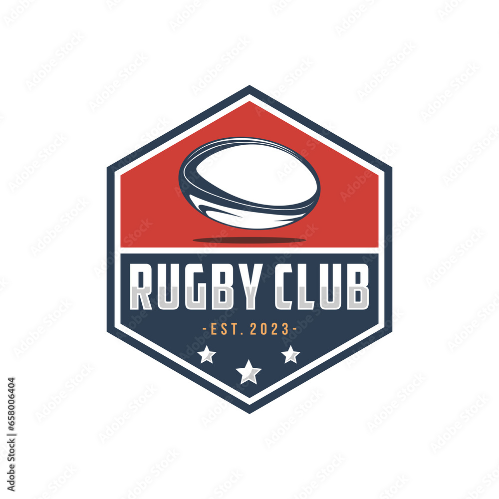 Rugby logo design vector illustration template, rugby club emblem Stock ...