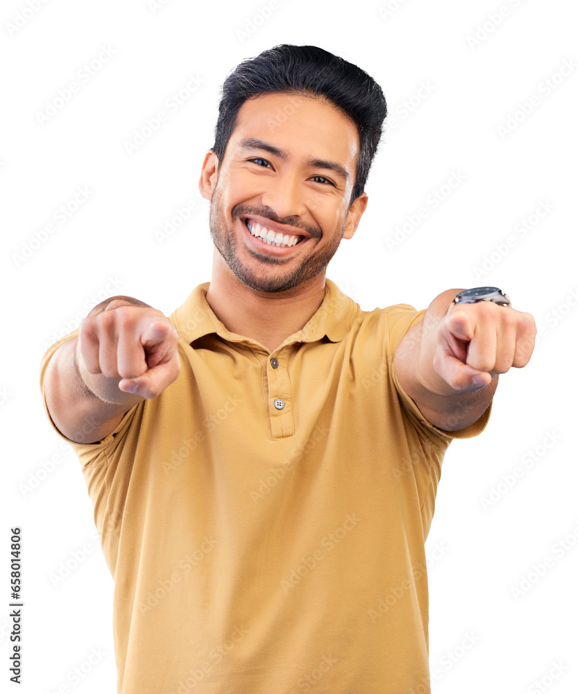 Happy, man and pointing finger in portrait, hand gesture.or smile for ...