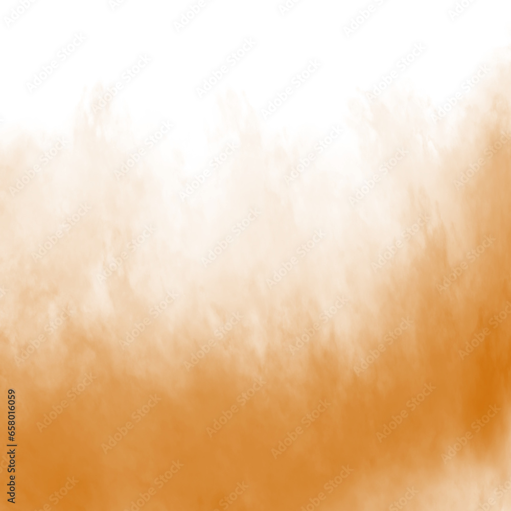 Abstract orange puffs of smoke mist overlay on transparent background ...