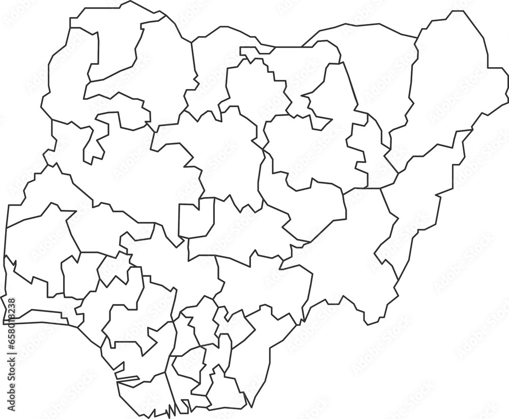 Map of Nigeria with detailed country map, line map. Stock Illustration ...