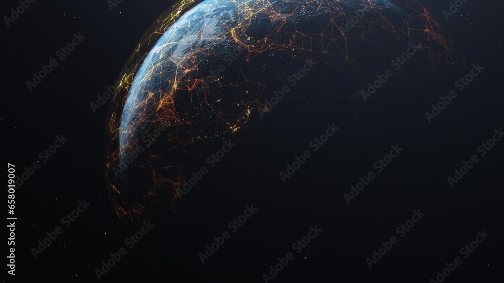 Earth Digital Communication Signals, 3D Realistic Render, Holographic ...