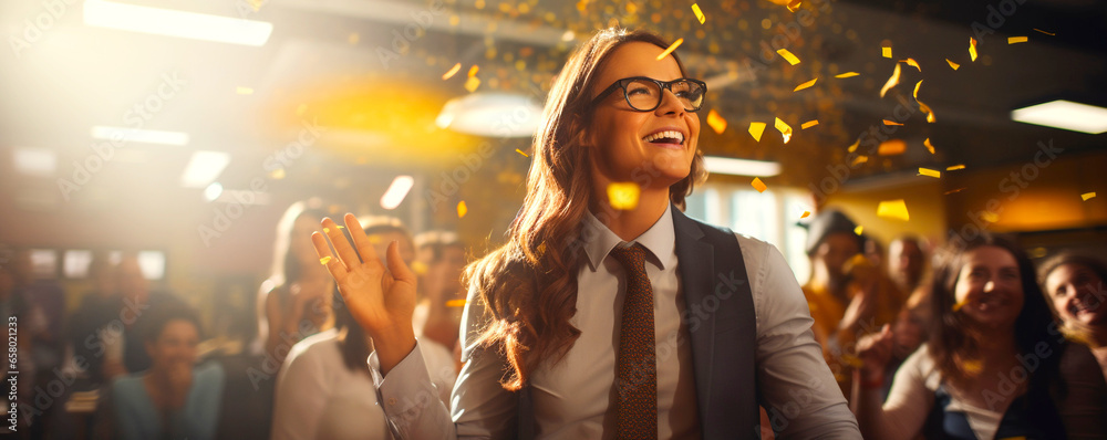 Dazzling Farewell Bash: Celebrating in Style with Confetti at the Suit-Clad Party. Stock Photo ...