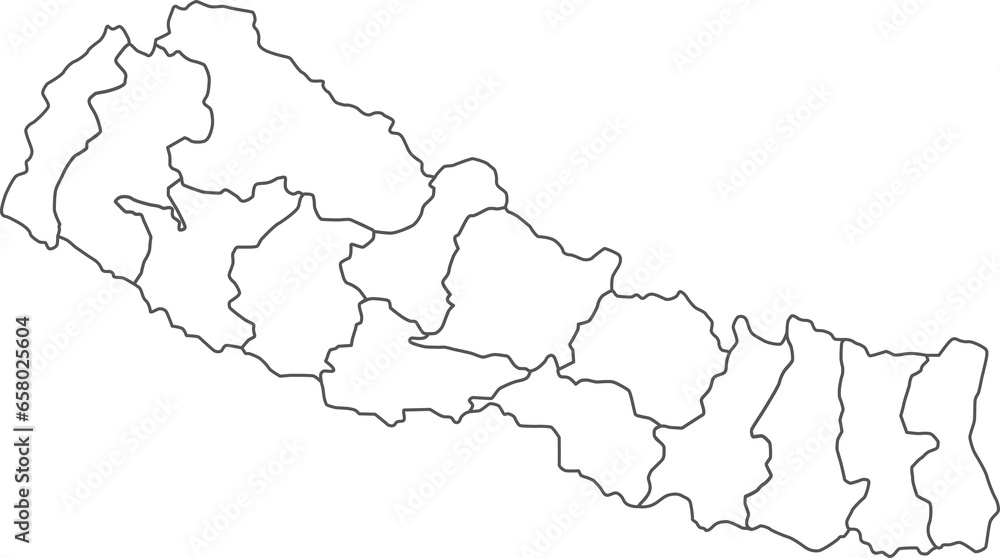 Map of Nepal with detailed country map, line map. Stock Illustration ...