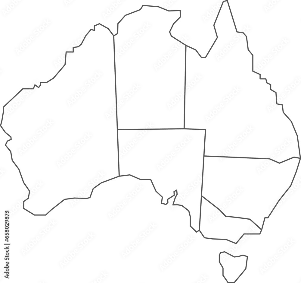 Map of Australia with detailed country map, line map. Stock ...