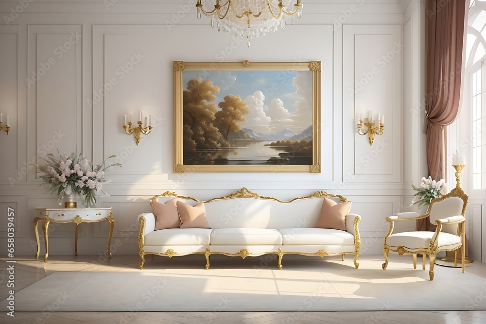 Create a mockup of a painting with a white background in an elegant and ...