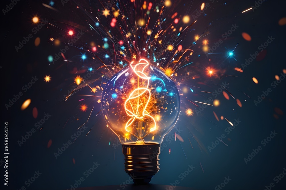 Witness the birth of ideas in a burst of sparks! A light bulb shatters ...