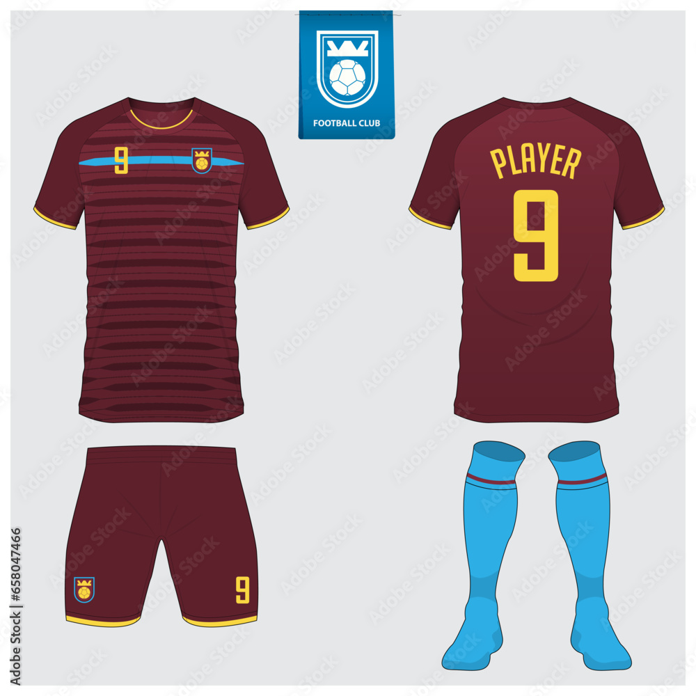 Vetor de Set of soccer jersey or football kit mockup design for ...