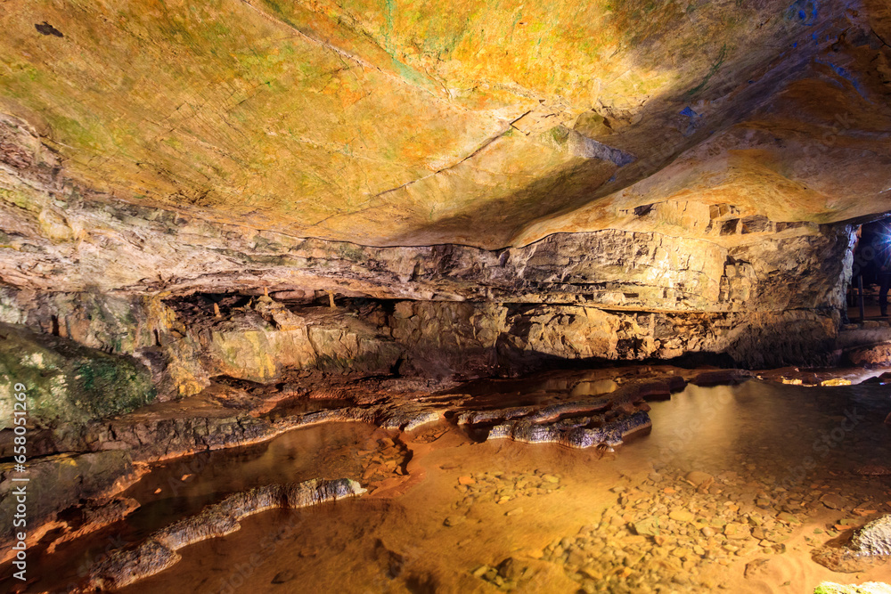 St. Beatus Caves with stalactites and stalagmites below Beatenberg near ...