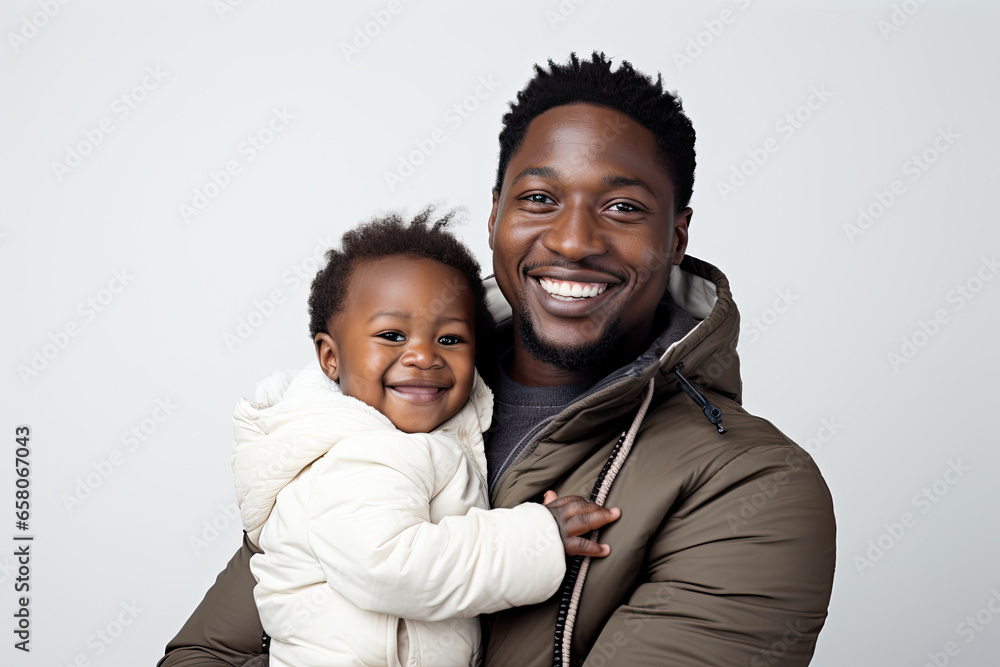 African-american father and son portrait on gradient studio background ...
