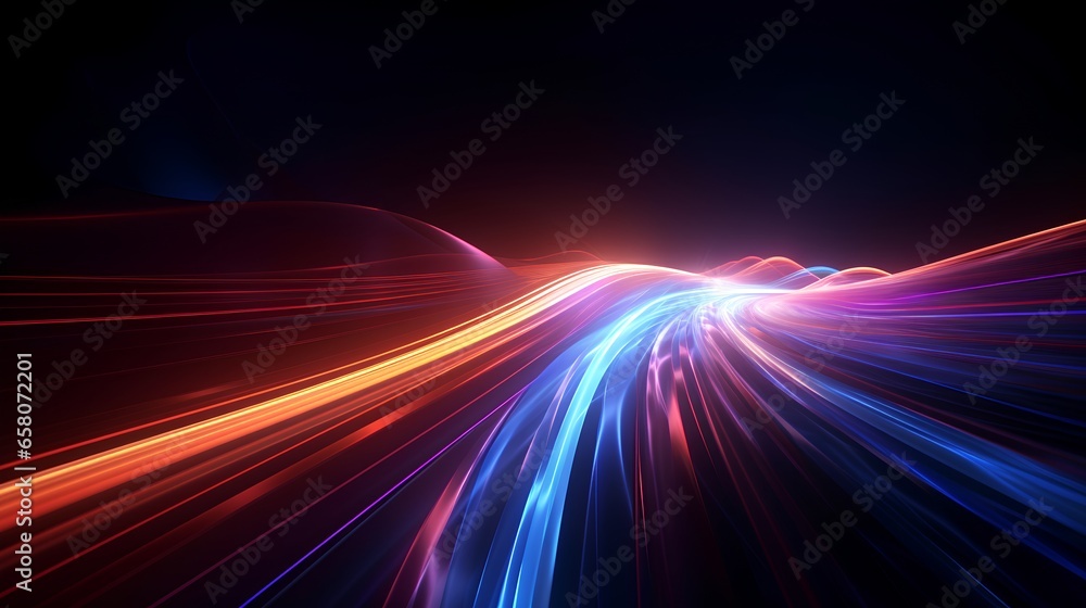 Data speed lines on a dark background, representing the concept of ...