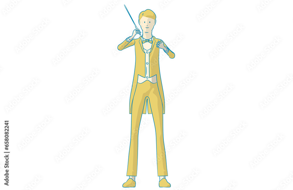 指揮棒を持つオーケストラの指揮者のシンプルなイラスト Stock イラスト | Adobe Stock