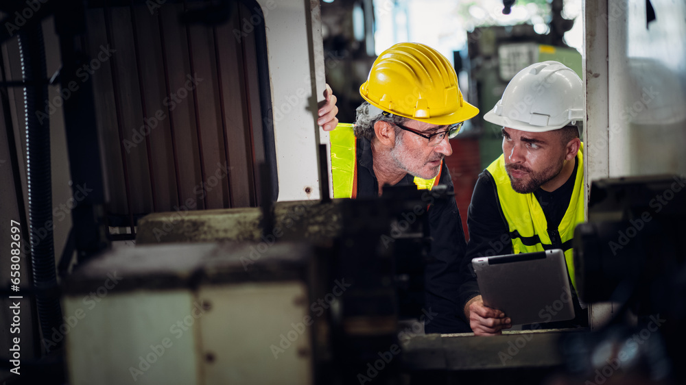 Mechanical Engineering Team Operating Machinery in a Manufacturing ...